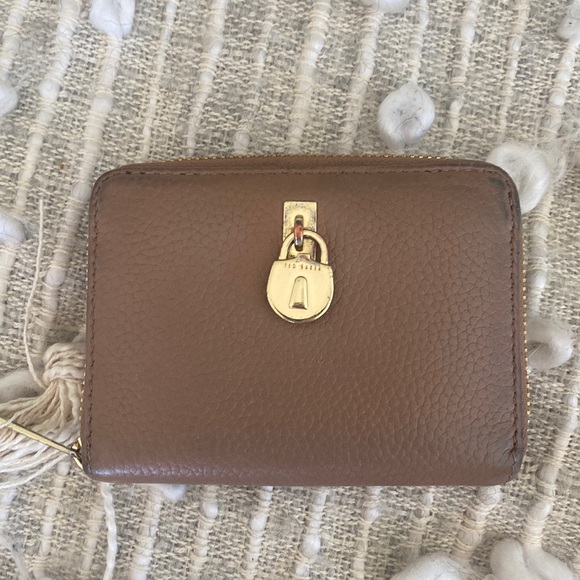 Ted Baker | Bags | Ted Baker Leather Zip Wallet Tan Beige Worn | Poshmark